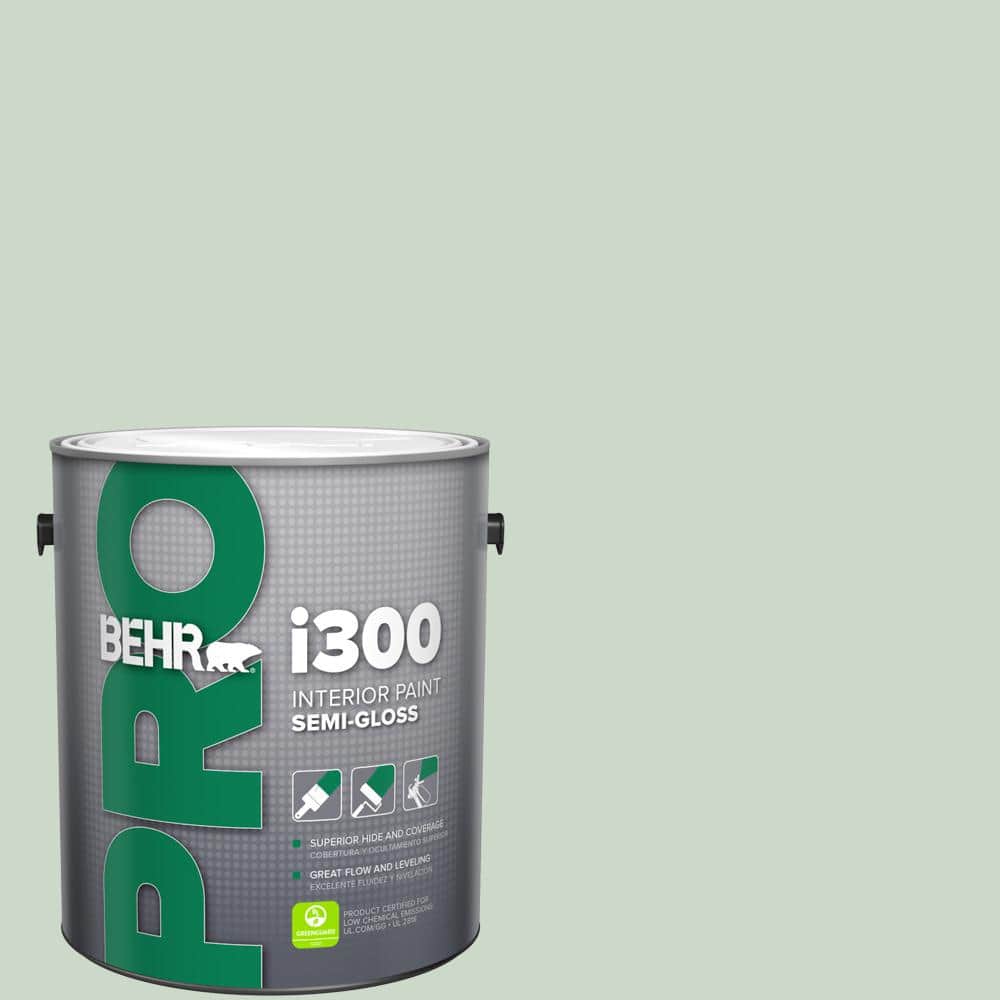 BEHR PRO 1 gal. #450E-2 April Mist Semi-Gloss Interior Paint PR37001 ...