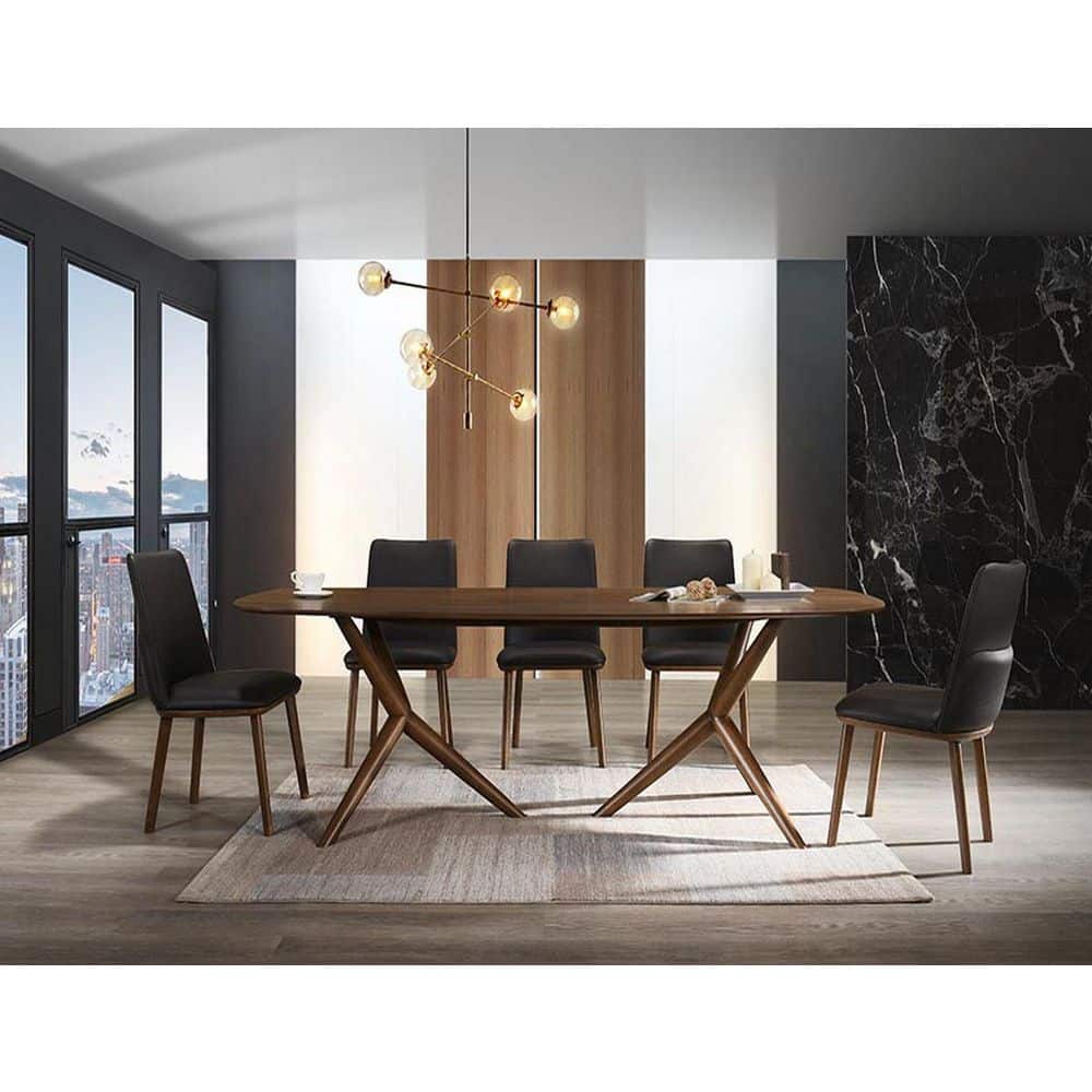 MR MODREST Utah Modern Walnut Wood 94.5 in. Cross Legs Dining Table ...