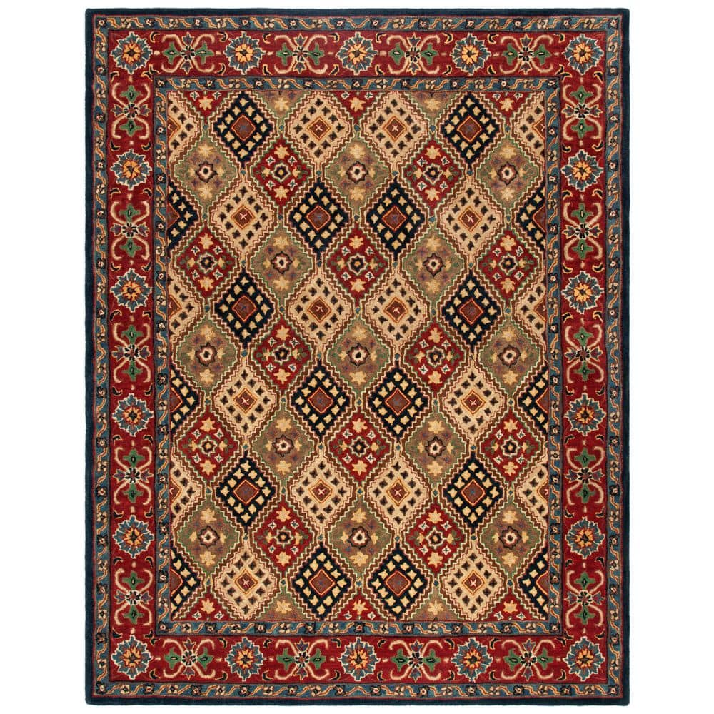 SAFAVIEH Heritage 8 ft. x 10 ft. Red/Beige Border Quatrefoil Area Rug ...