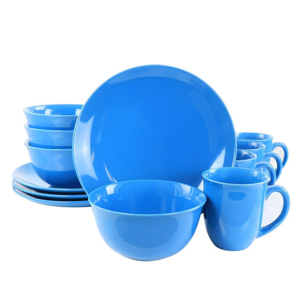Gibson Home Mercer 12pc Service For 4 Blue Stoneware Dinnerware Set 986116949M - The Home Depot