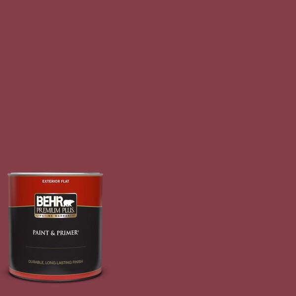 BEHR PREMIUM PLUS 1 qt. #S-H-120 Antique Ruby Flat Exterior Paint ...