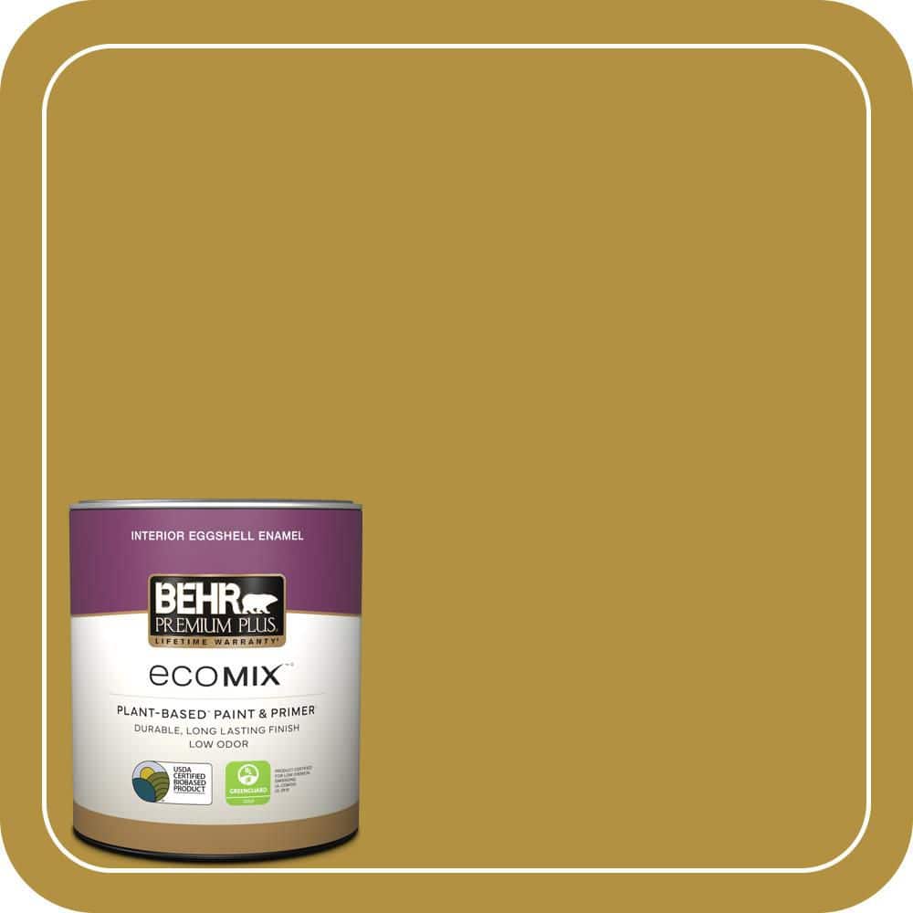 BEHR PREMIUM PLUS 1 qt. #370D-7 Venetian Gold Eggshell Enamel EcoMix ...