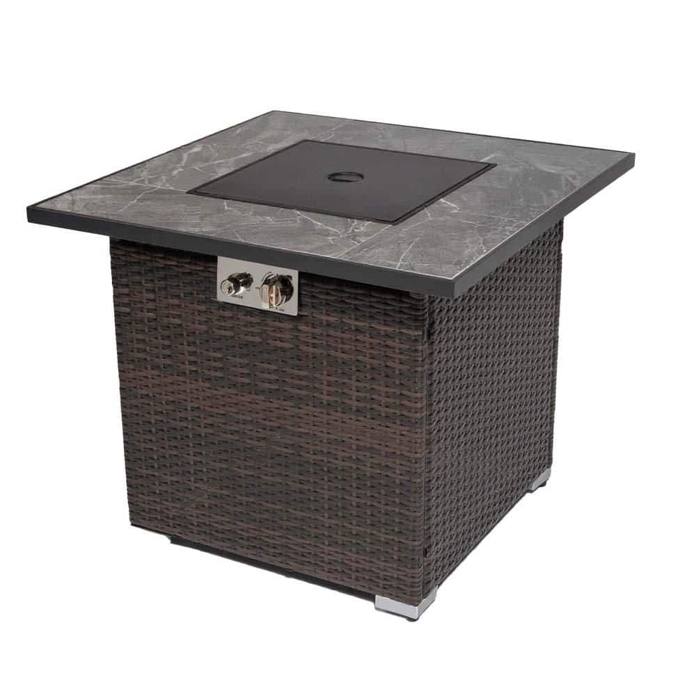 Sudzendf 30 in. W 50000 BTU Square Wicker Outdoor Propane Gas Fire Pit ...