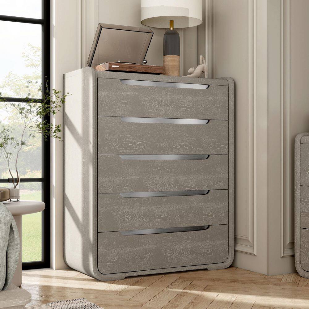 Furniture of America Wilter Light Gray 5-Drawer 40 in. Chest of Drawers ...