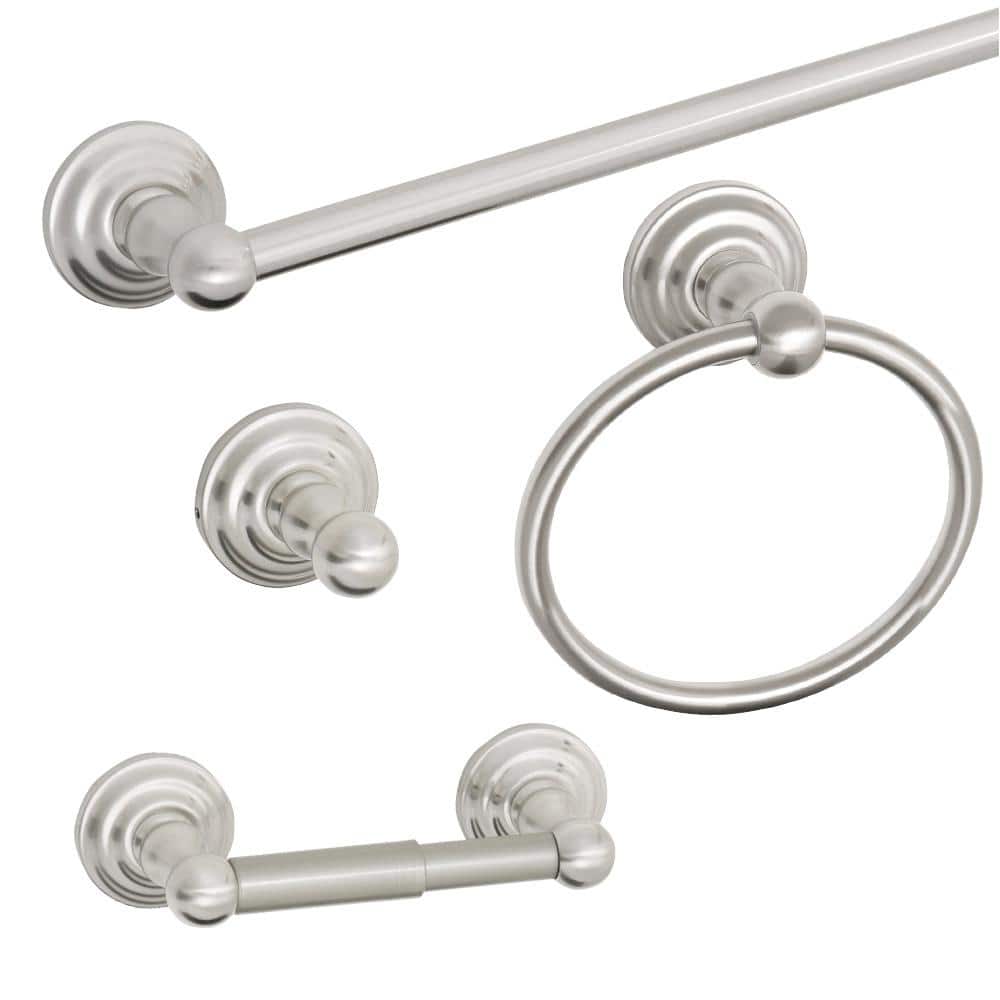 Design House Calisto 4-Piece Bathroom Hardware Accessory Kit in Satin ...