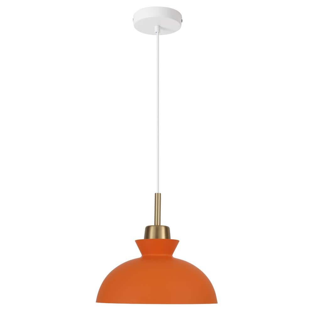 LWYTJO Lustre 11 in. 1-Light Orange Dimmable Modern Industrial Metal ...