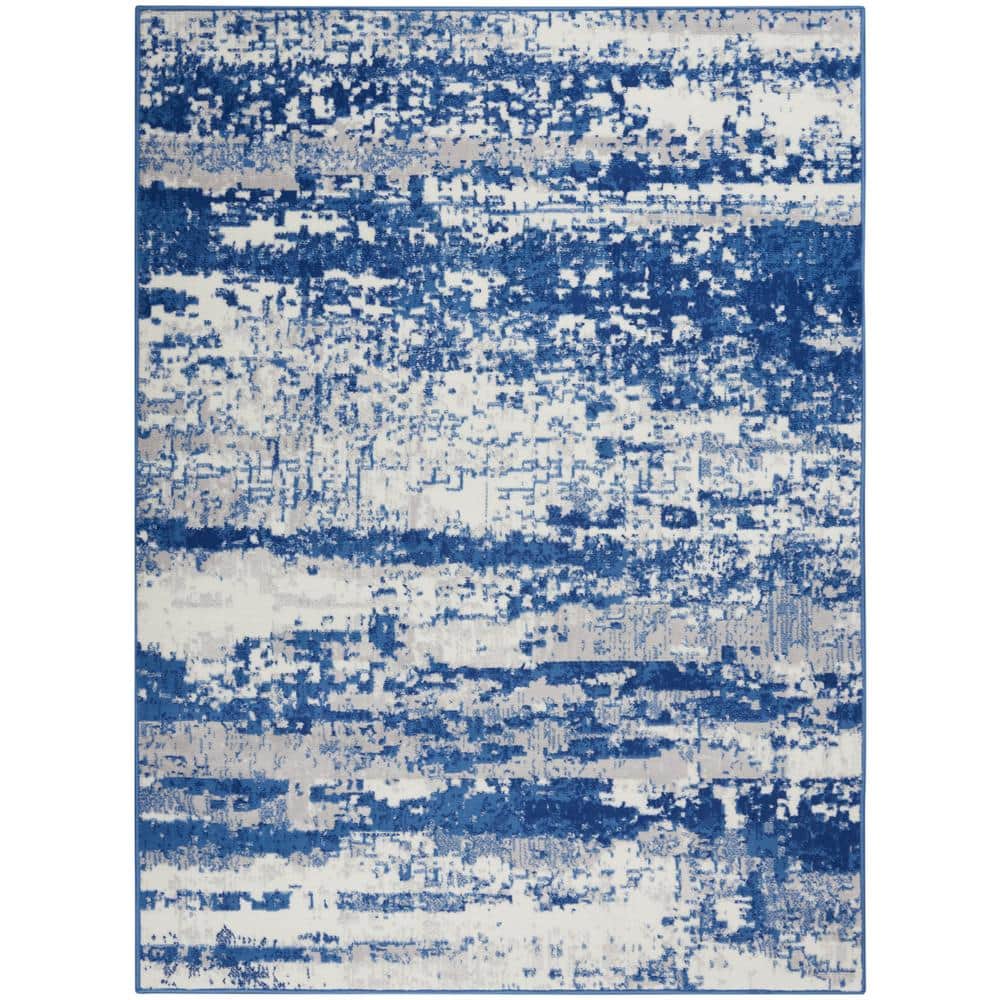 Nourison Whimsicle Ivory Navy 5 ft. x 7 ft. Abstract Contemporary Area ...