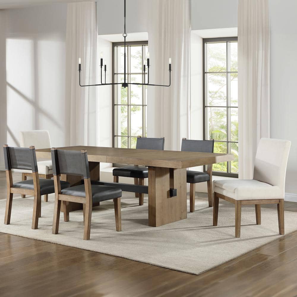 Steve Silver Aubrey 7-Piece Brown Wood Dinning Room Set with 4 ...