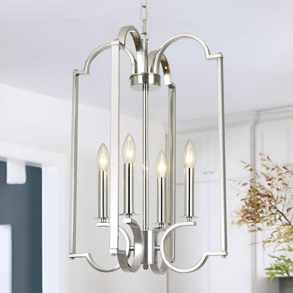 Henveton Jasslynn 4-Light Modern Chrome Pendant Light with Metal ...