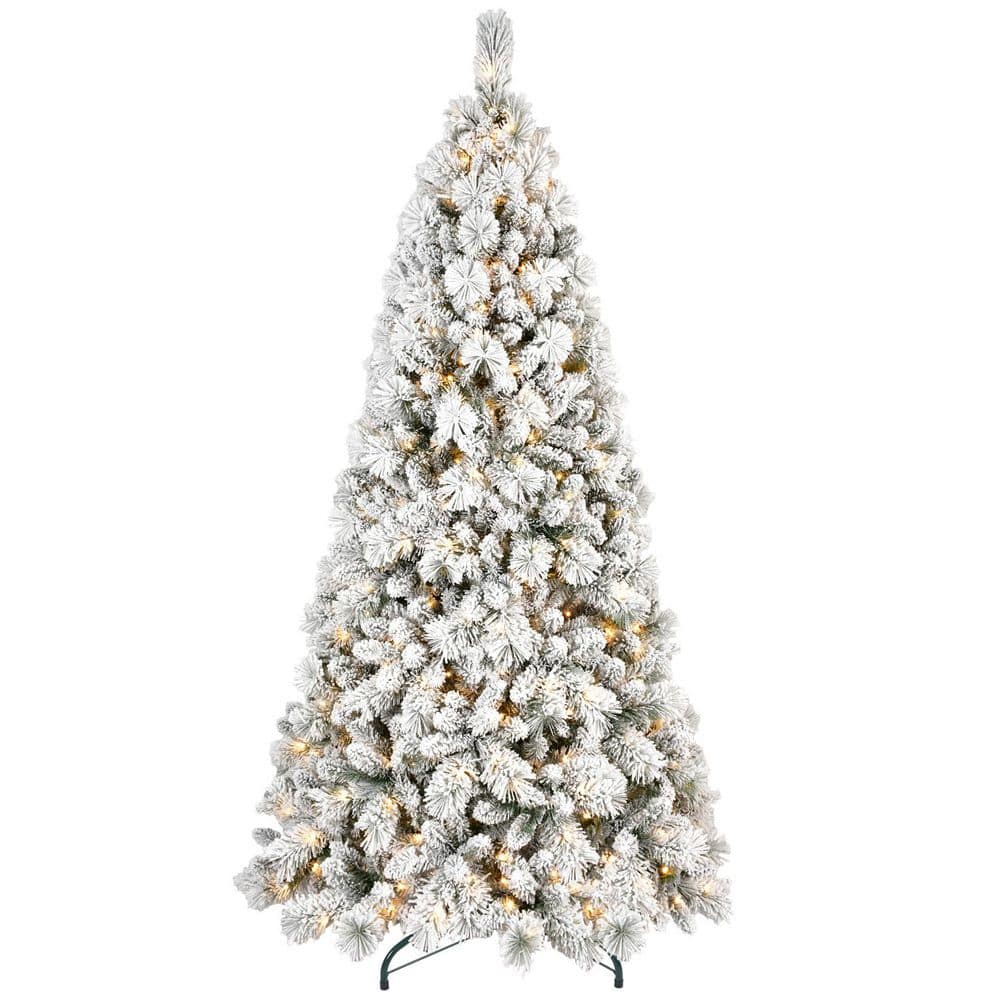 5FT Flocked Christmas Tree with 518 Tips, 250 Warm White LED Lights ...