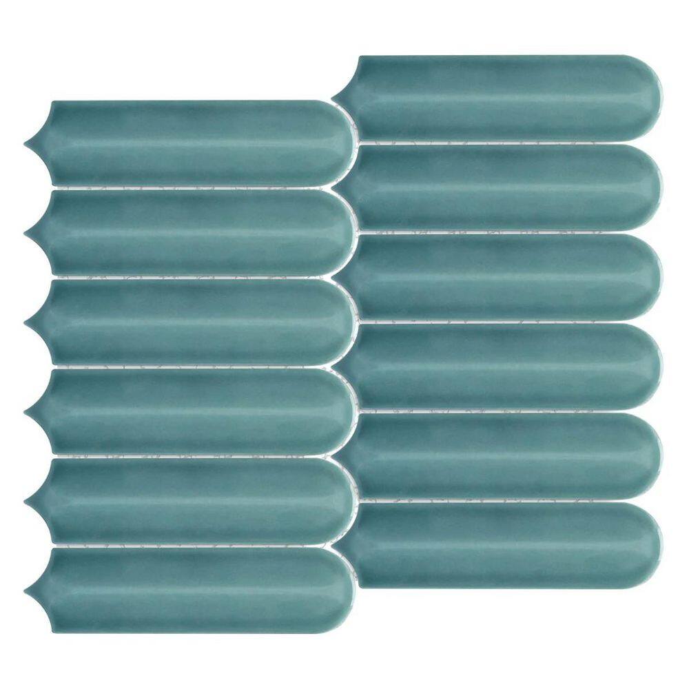 Ivy Hill Tile Medley Feather Marine Blue 4 in. x 0.35 in. Glossy ...