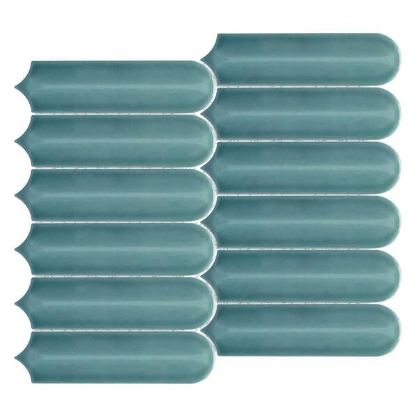 Ivy Hill Tile Medley Feather Marine Blue 4 in. x 0.35 in. Glossy ...