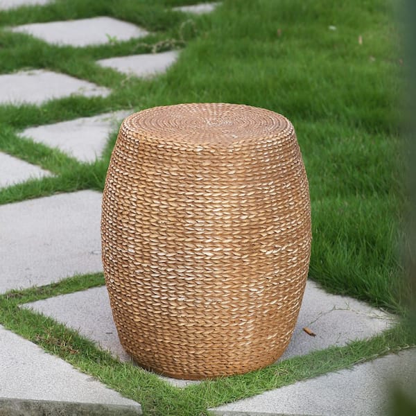 Seafuloy Brown Decorative Drum Stand, Magnesium Oxide Side Table, Straw ...