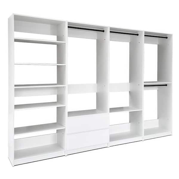 Klair Living Prosper 128 in. W White Tower System Freestanding-Shelf ...