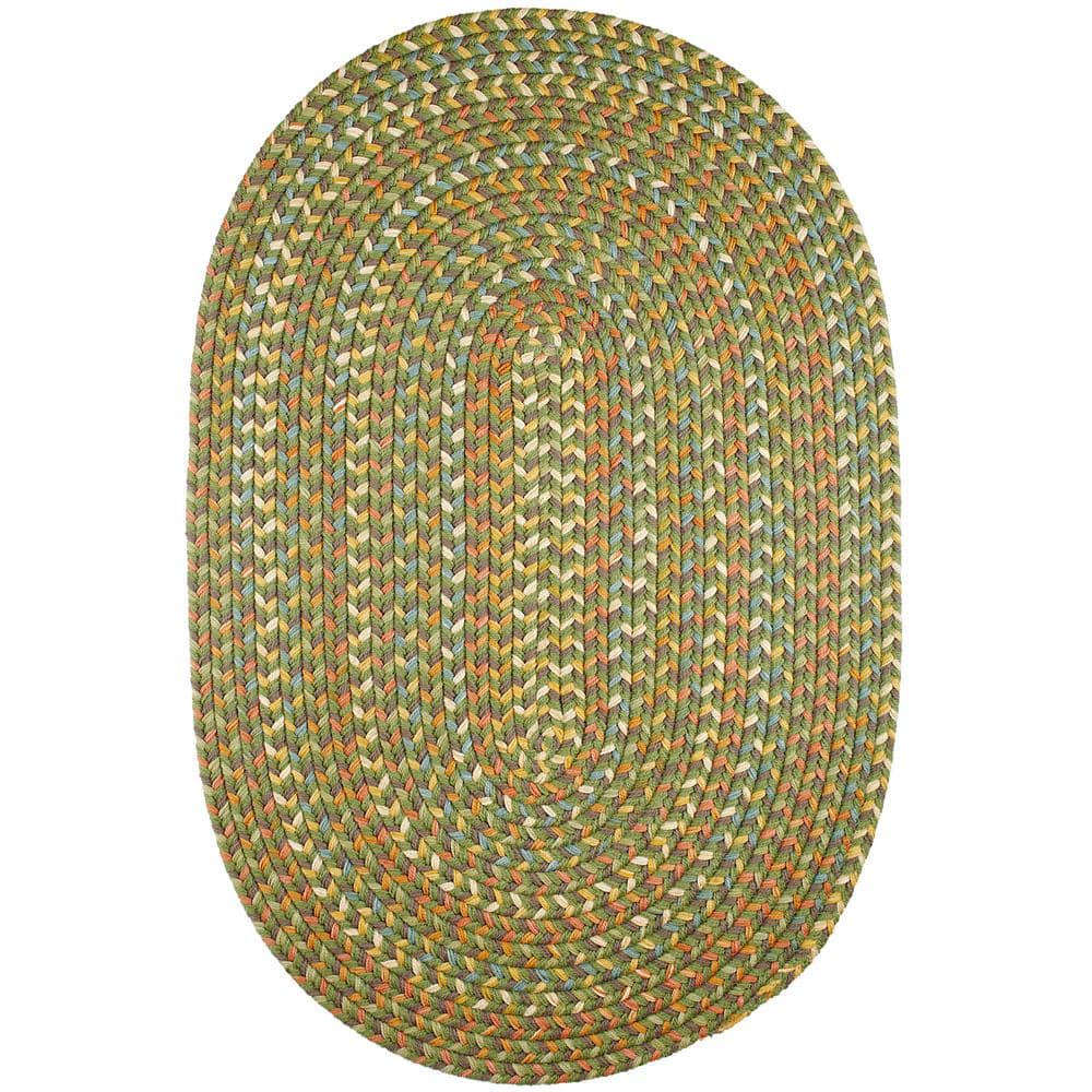Rhody Rug Revere Olive 5 ft. x 8 ft. Oval Indoor/Outdoor Braided Area ...
