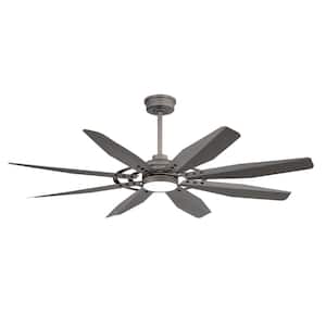 MLiAN 60 in. 6 Blades Charcoal Gray and Light Wood Grain Indoor Smart ...