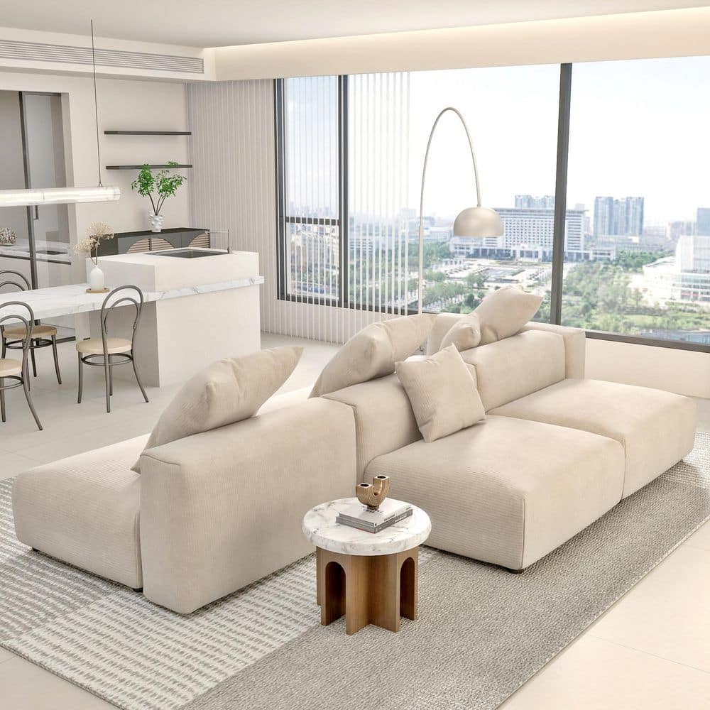 Magic Home 118 in. Armless Oversized Exra Large 3-Piece Corduroy ...