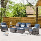 XIZZI Moonlight Gray 6-Piece Wicker Patio Conversation Seating Sofa Set ...