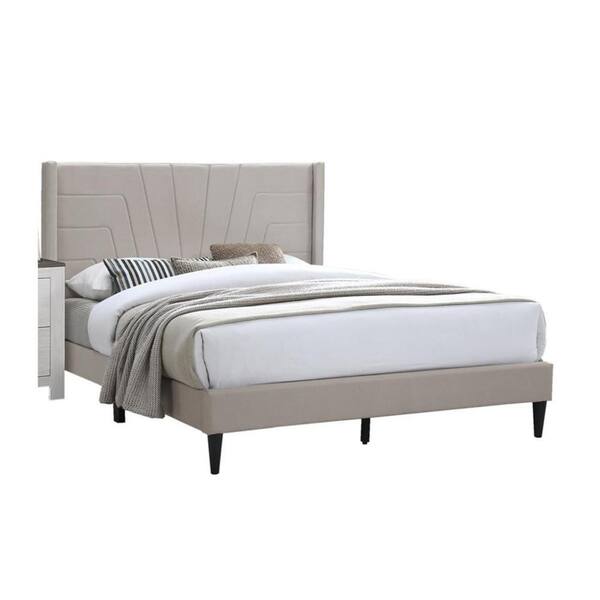 Benjara Kopa Brown Wood Frame Queen Size Platform Bed with Tufted ...