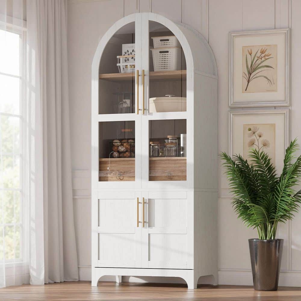 Spruce & Spring Lior White 71.2 in. H Storage Cabinet with 2 Large ...