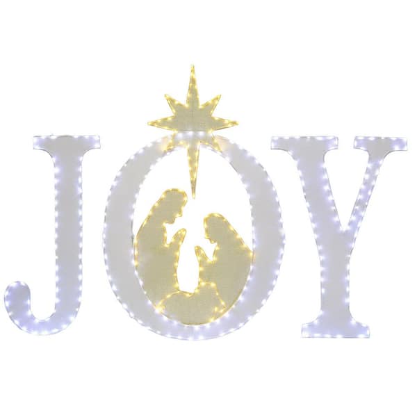Starfree 49 in. Outdoor Christmas Decoration JOY Nativity Scene with ...