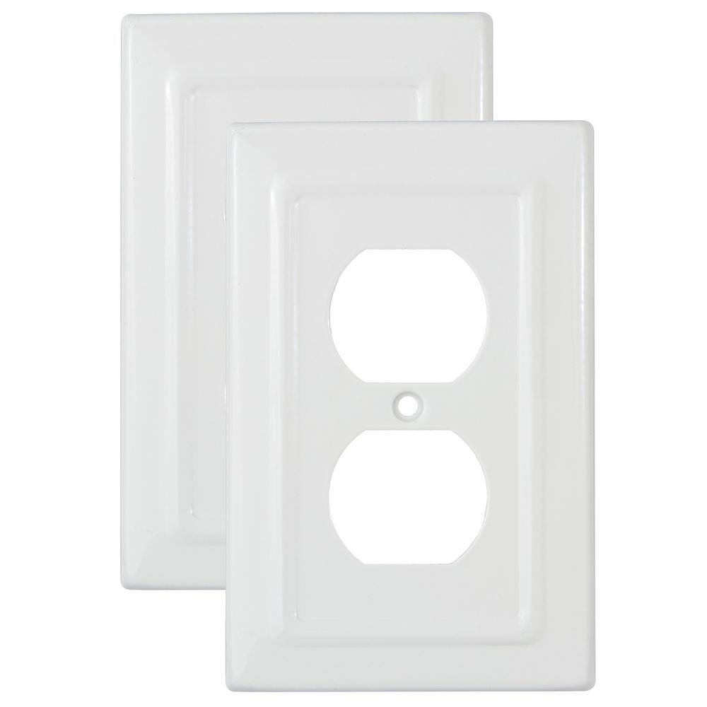 Monarch Abode Architectural 1-Gang White Duplex/Outlet Metal Wall Plate ...