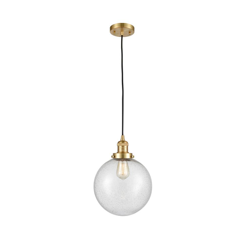 Innovations Beacon 100-Watt 1 Light Satin Gold Shaded Mini Pendant ...