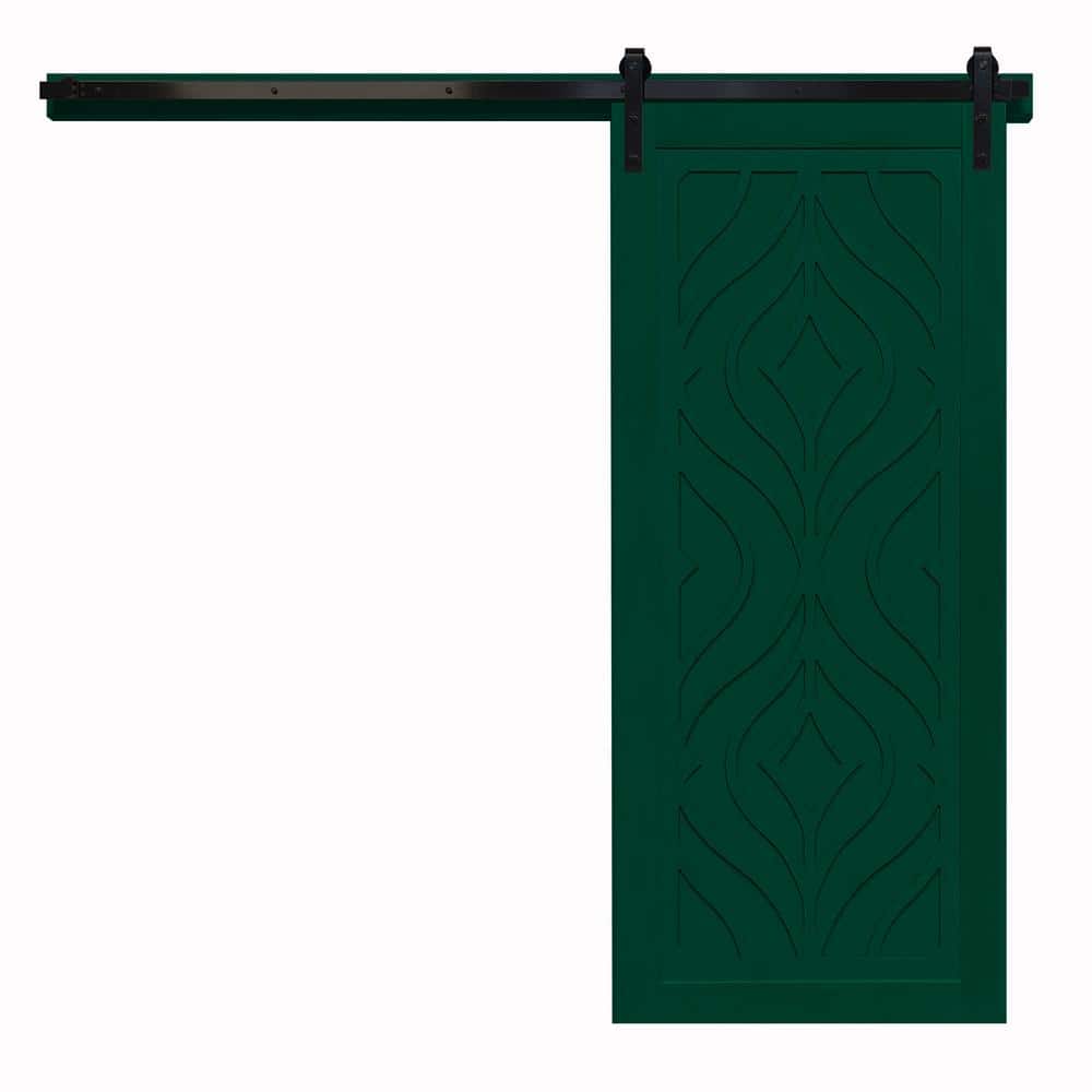 VeryCustom 30 in. x 84 in. Zaftig Sway Emerald Wood Sliding Barn Door ...