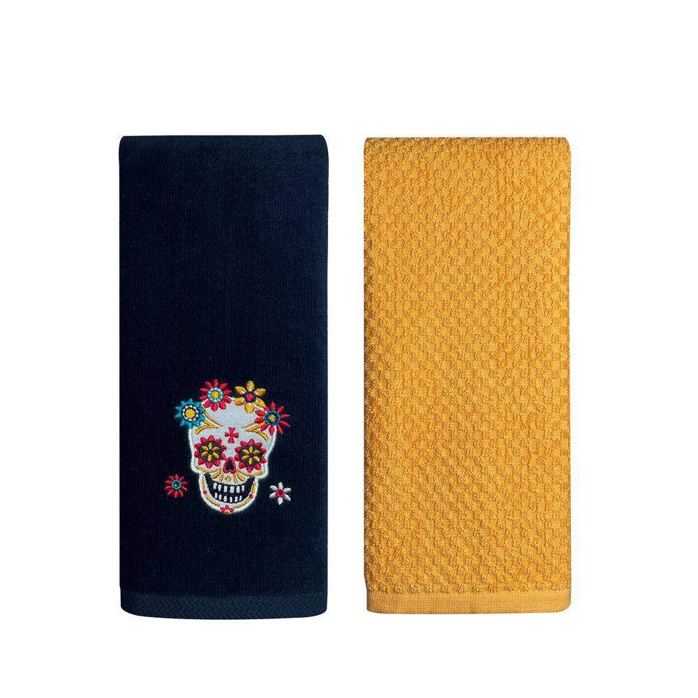 Harper Lane Halloween Embroidered Cotton Hand Towel 2-Piece Set Day of ...