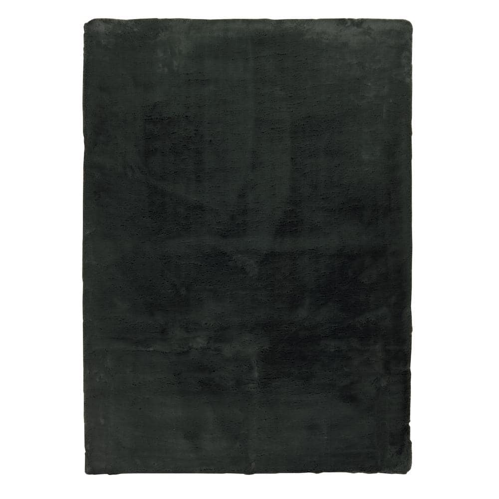 Linon Home Decor Carmine Faux Rabbit Dark Green 3x5 Area Rug THDR04424 ...