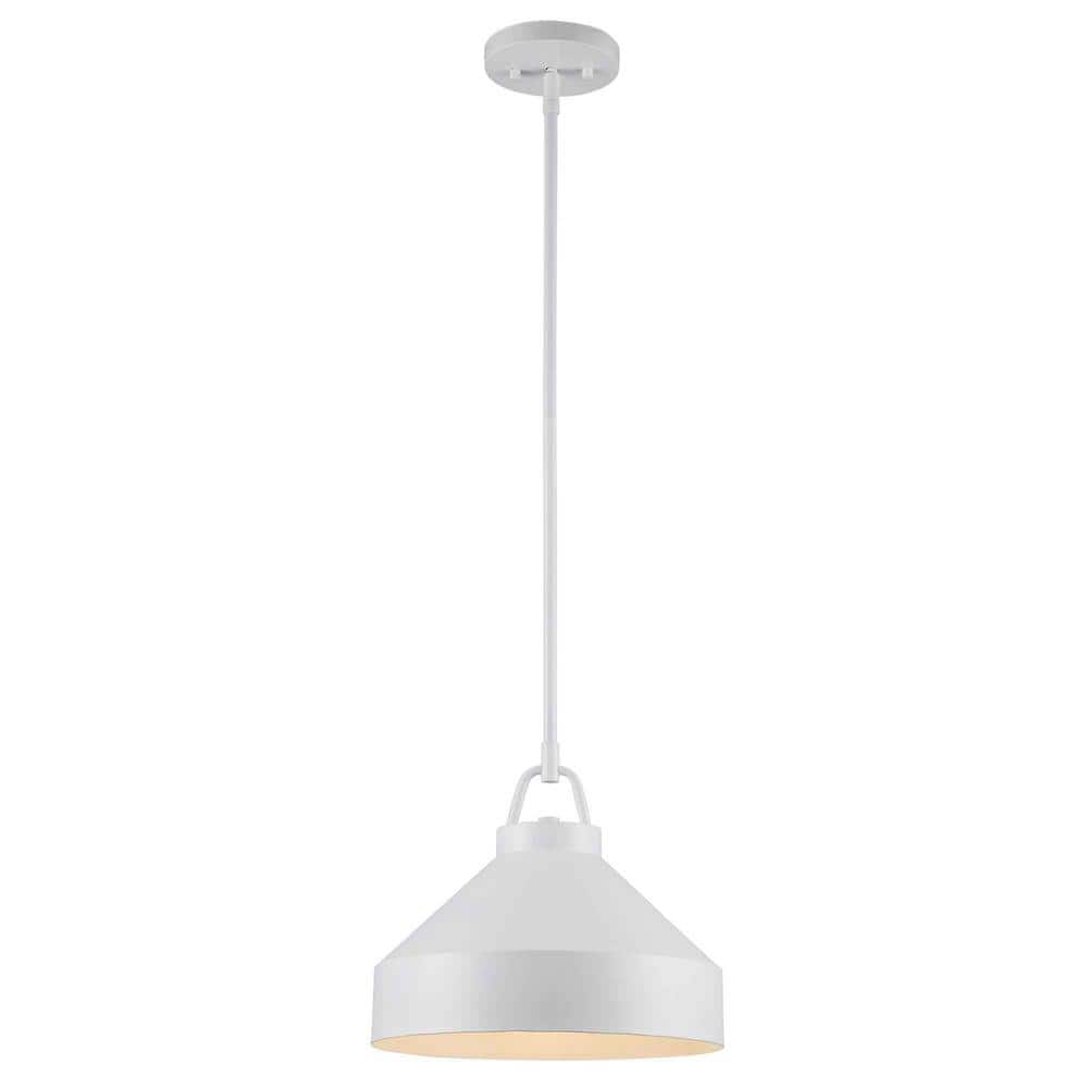 Bel Air Lighting Lowen 12 in. 1-Light White Pendant Light Fixture with ...