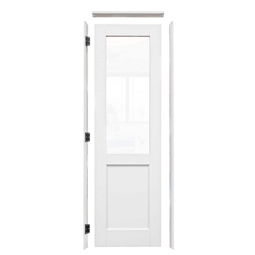 ARK DESIGN 24 in. x 80 in. 1/2-Lite Clear Glass Right-Handed White ...