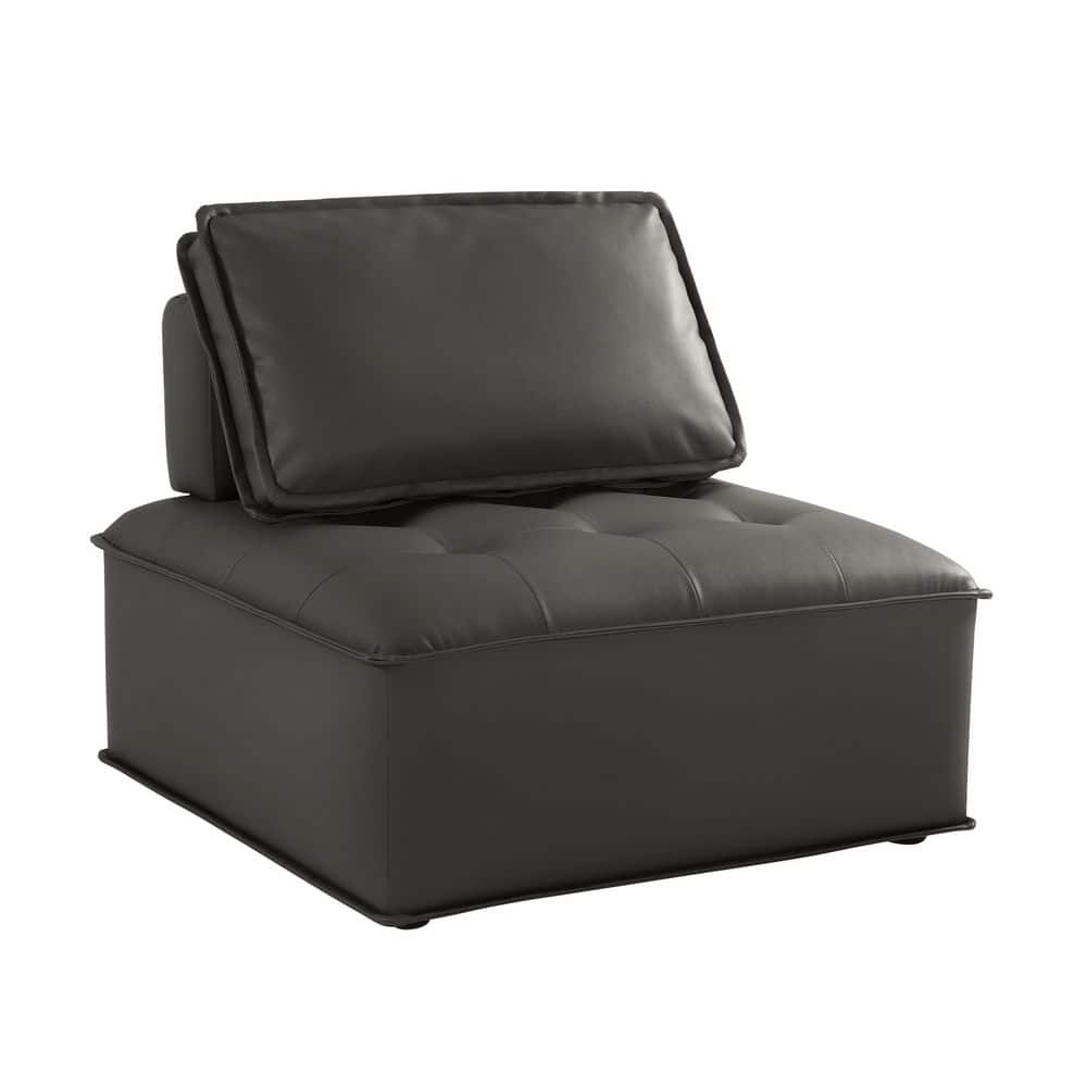 33.9 in. Grey Lounge Chair with Wood Legs LH-214 - The Home Depot