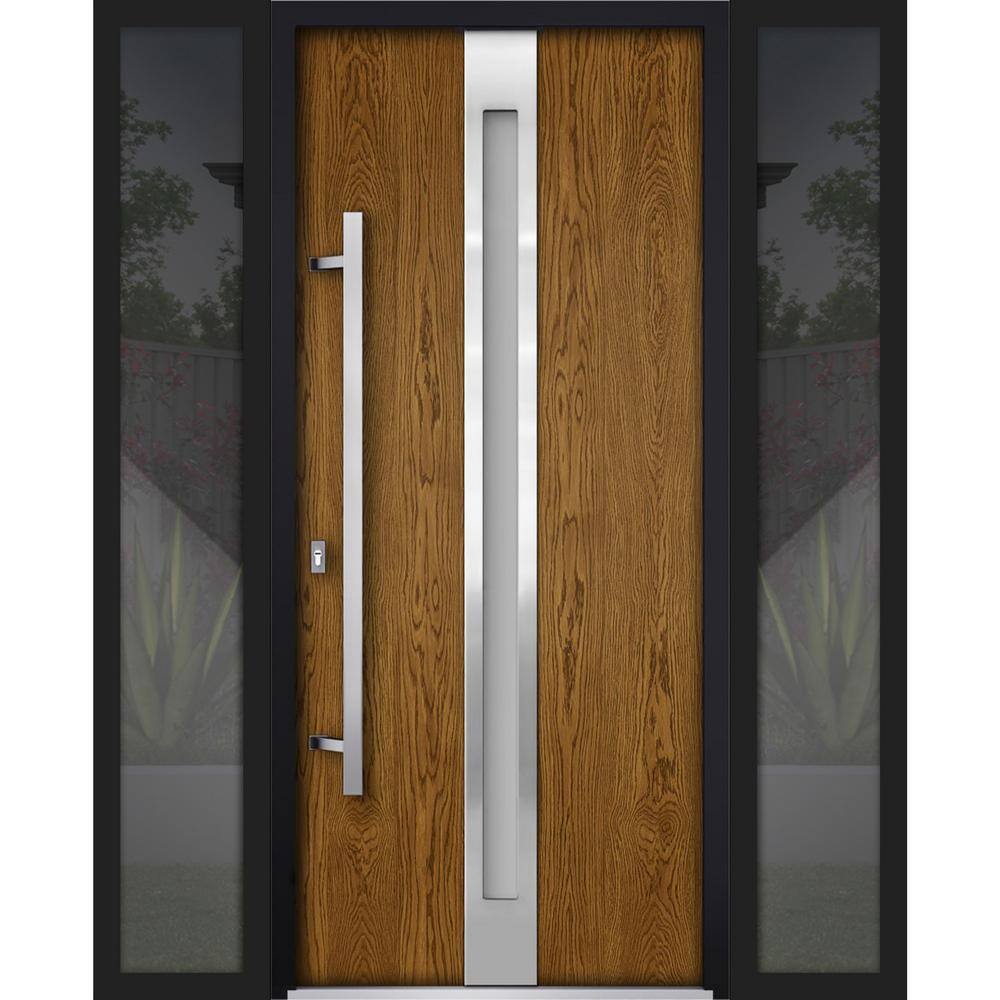 VDOMDOORS 60 in. x 80 in. Right-Hand/Inswing 2 Sidelights Frosted Glass ...