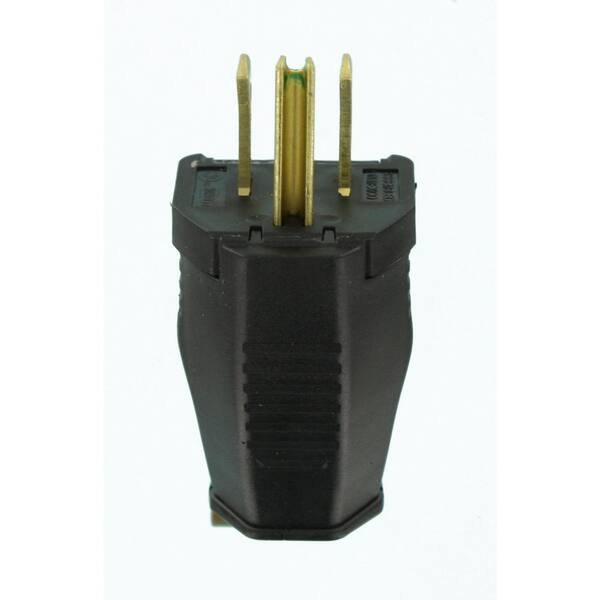 Leviton 15 Amp 125-Volt Double Pole 3-Wire Grounding Plug, Black 3W101 ...