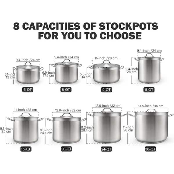Cooks Standard Professional Grade 30 qt. Stainless Steel Stockpot with ...