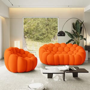 Magic Home 98 in. 2-Piece Gray Fabric Armless Bubble Curved Couch Sofa ...