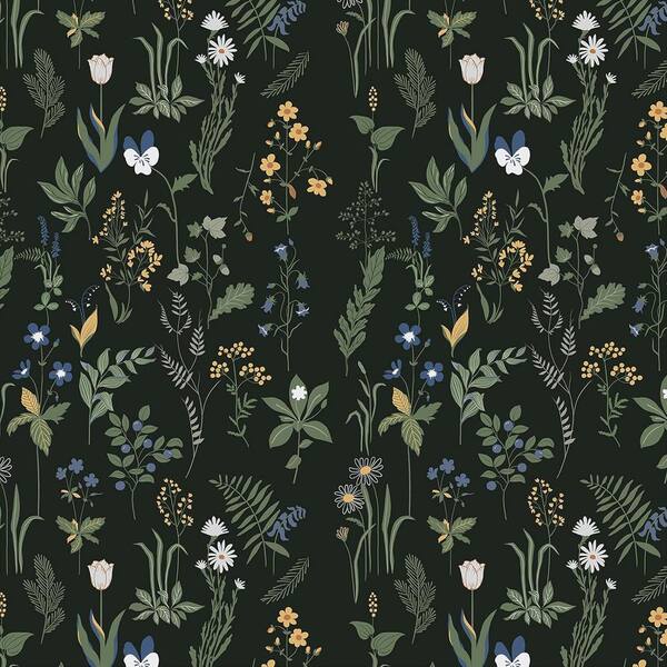 Black Floral Contact Paper Peel and Stick Wallpaper Roll Set of 2 ...