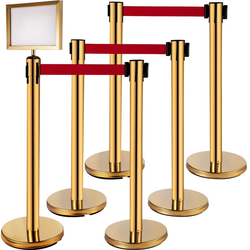 VEVOR 4-Set Line Dividers Stainless Steel Stanchions with 6.6 Red ...