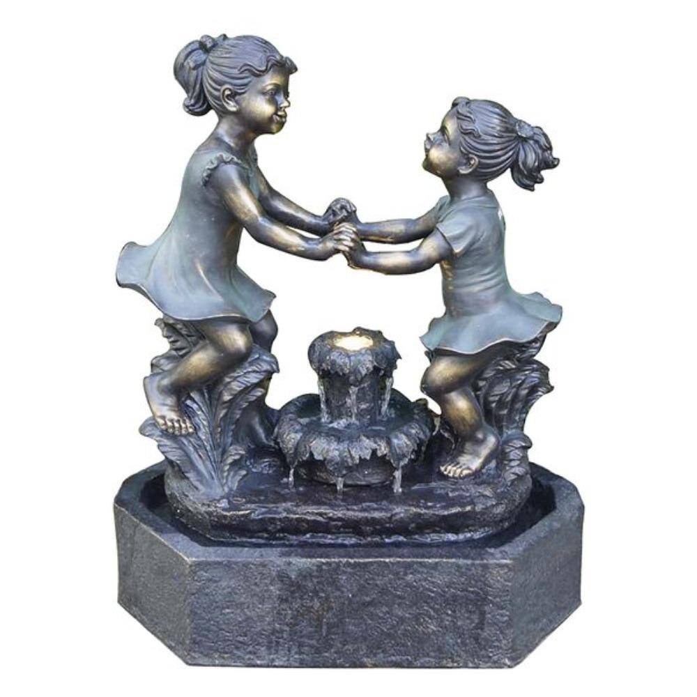 Bronze Waterfall Fountain with LED Girls Dancing Together 79491-E - The ...