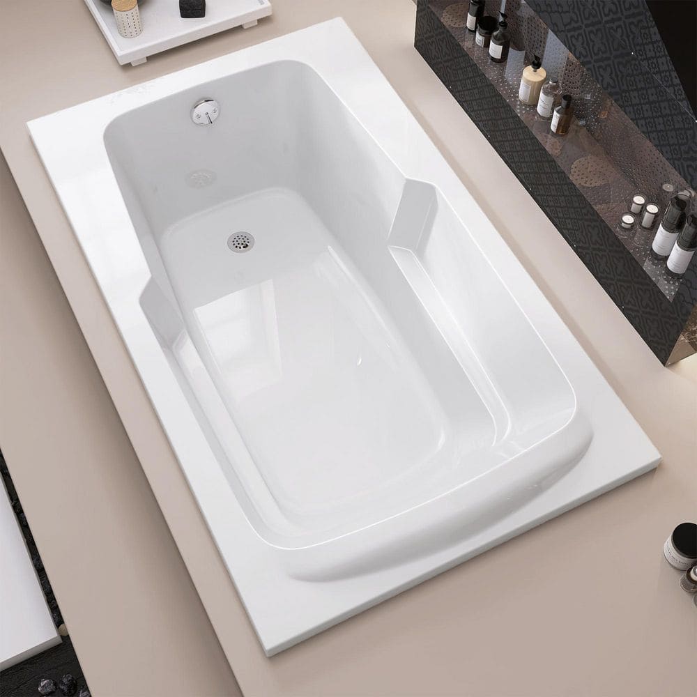 Zeafive Dor 60 in. x 36 in. Rectangular Acrylic Soaking Drop-In Bathtub ...