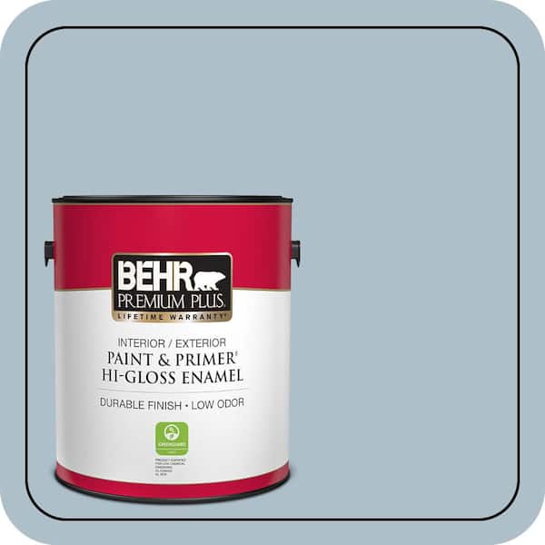 BEHR PREMIUM PLUS 1 gal. #570E-3 Liberty Gray Hi-Gloss Enamel Interior ...