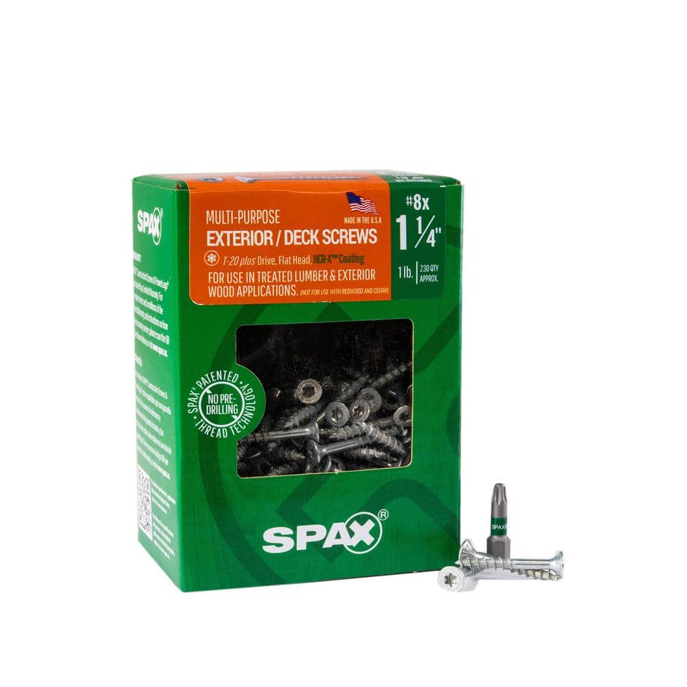 SPAX #8 x 1-1/4 in. Exterior Flat Head Deck Wood Screws Construction ...