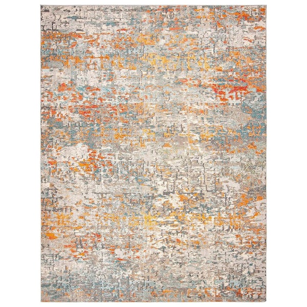 Orange Polypropylene 8 ft. x 10 ft. Abstract Indoor Area Rug A46A1-rug ...