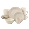 Over and Back 16-Piece White Reactive Stoneware Dinnerware Set (Service ...
