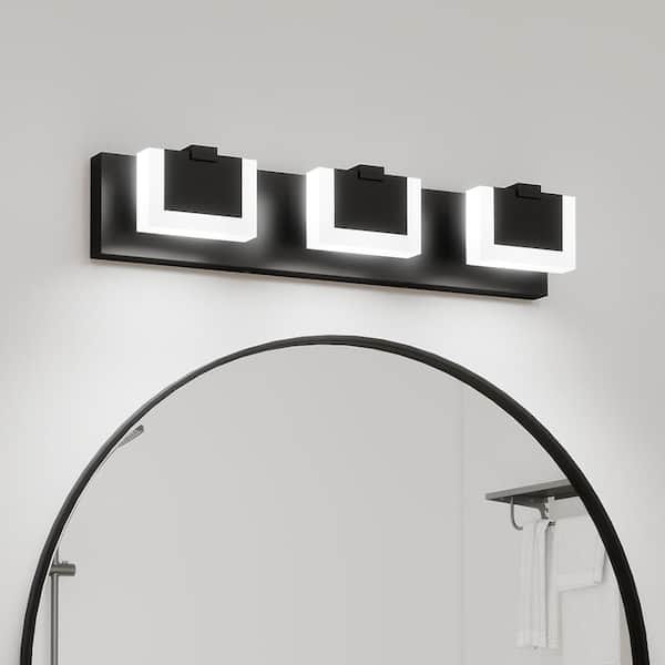 Lasaideal 22 in. 3-Light Integrated LED Matte Black Bathroom Vanity ...