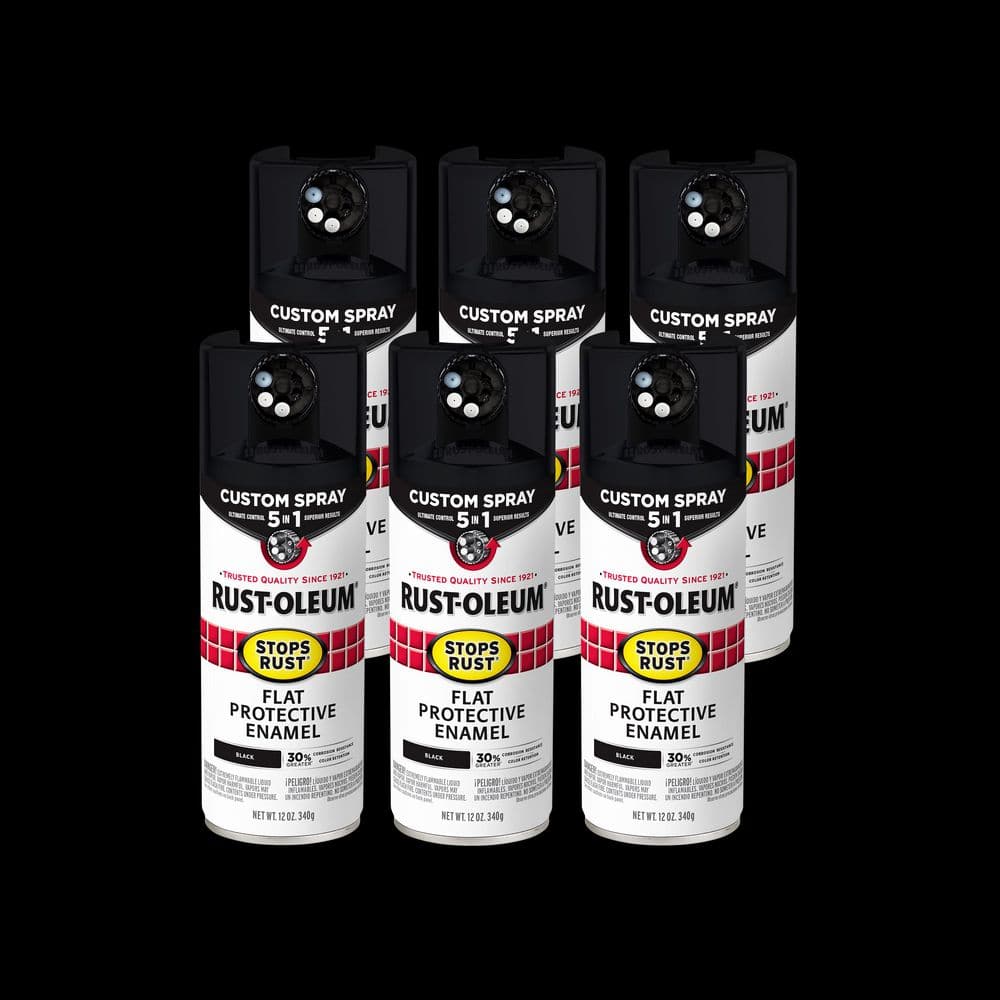 Rust-Oleum Stops Rust 12 oz. Custom Spray 5-in-1 Flat Black Spray Paint ...