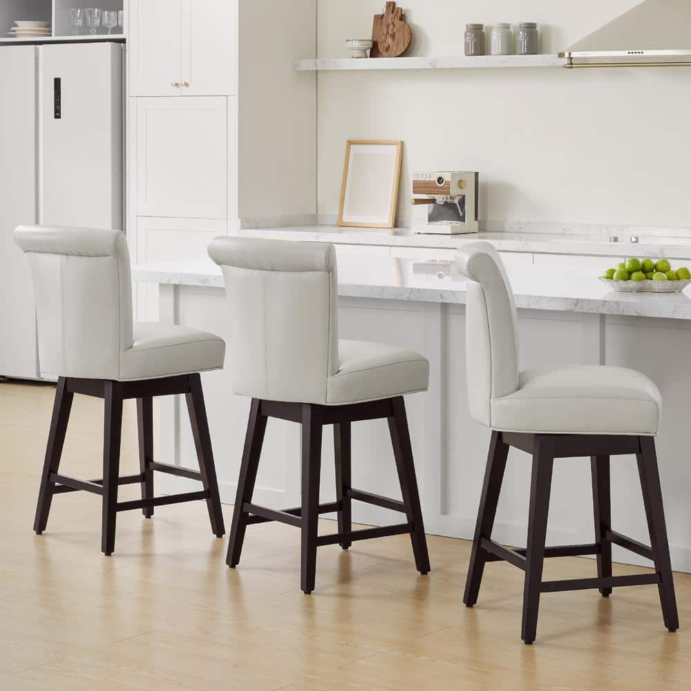 Spruce & Spring Dennis 26 in. Navy Blue Solid Wood Frame Swivel Counter ...