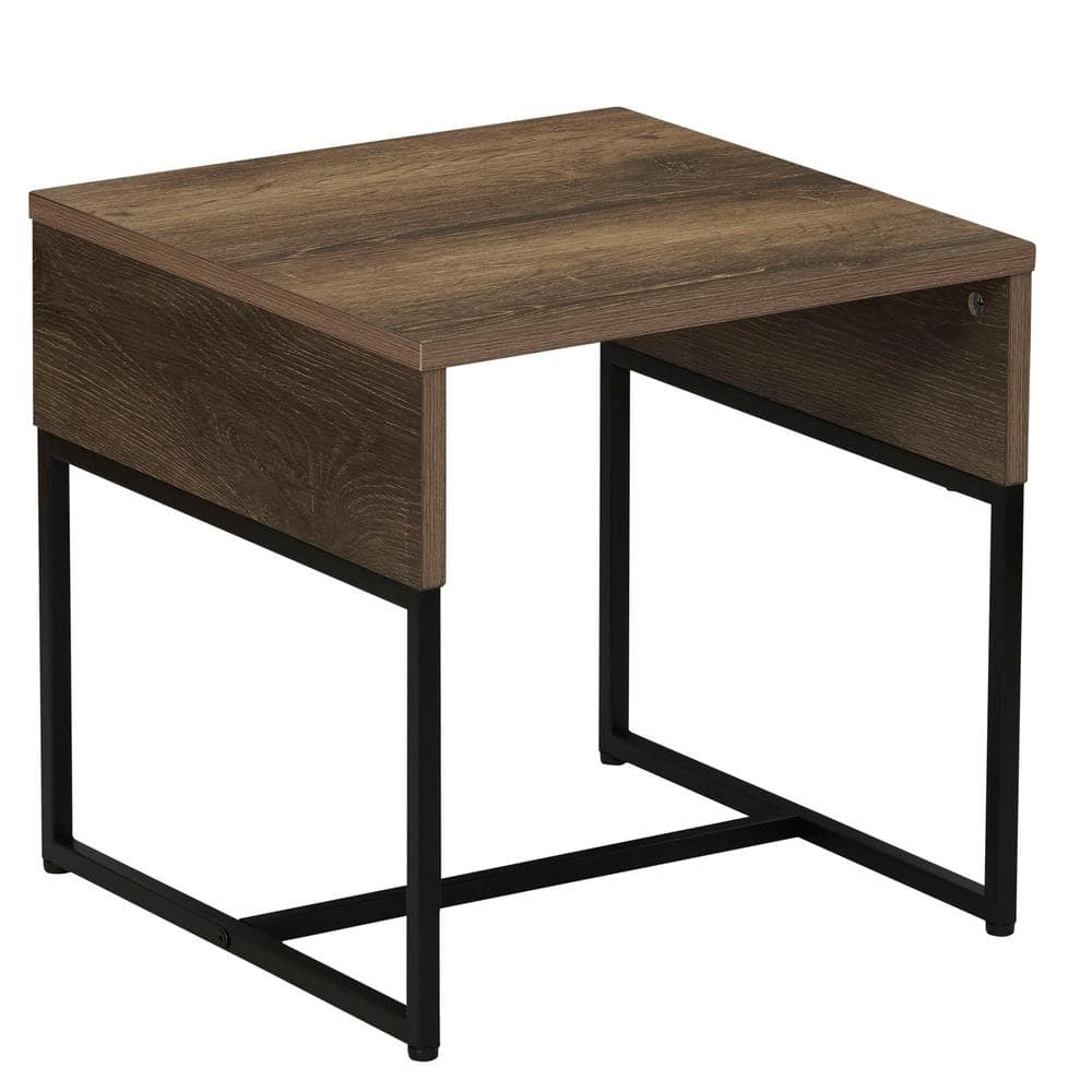 HOUSEHOLD ESSENTIALS 17.71 in. Ashwood Finish Square Wood Grain End ...