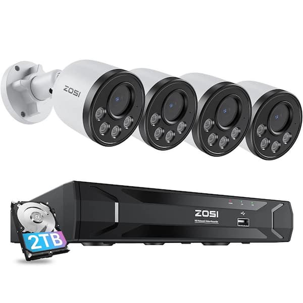 ZOSI 8-Channel 5MP POE 2TB NVR Surveillance System with 4-Wired 4MP 25 ...